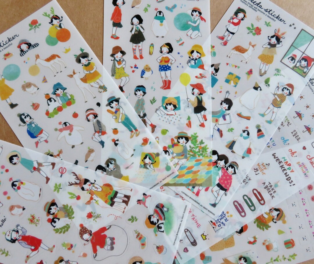 Heeda Pony Brown Sticker Set, Friends Friendship People Illustrated ...