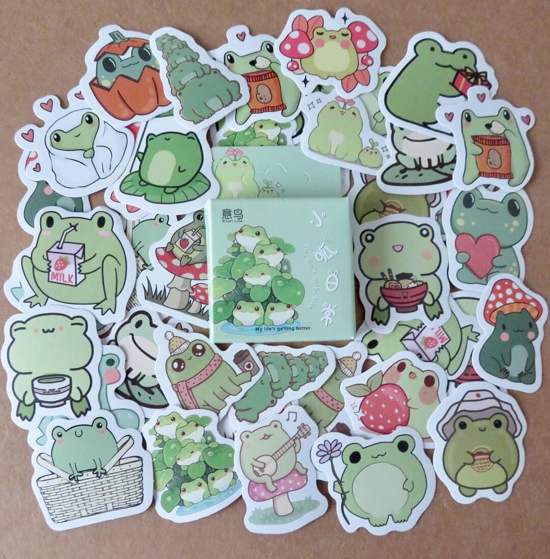 46 Cartoon Frog Stickers, Cute Animal Theme Stickers, Funny Frog Lover ...