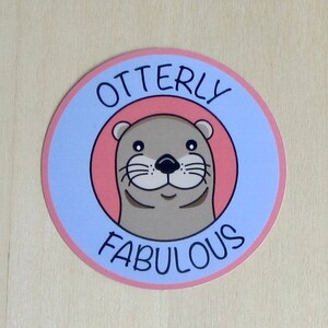 Animal Puns Positive Message Illustrated Sticker SET, Funny Otter Seal ...