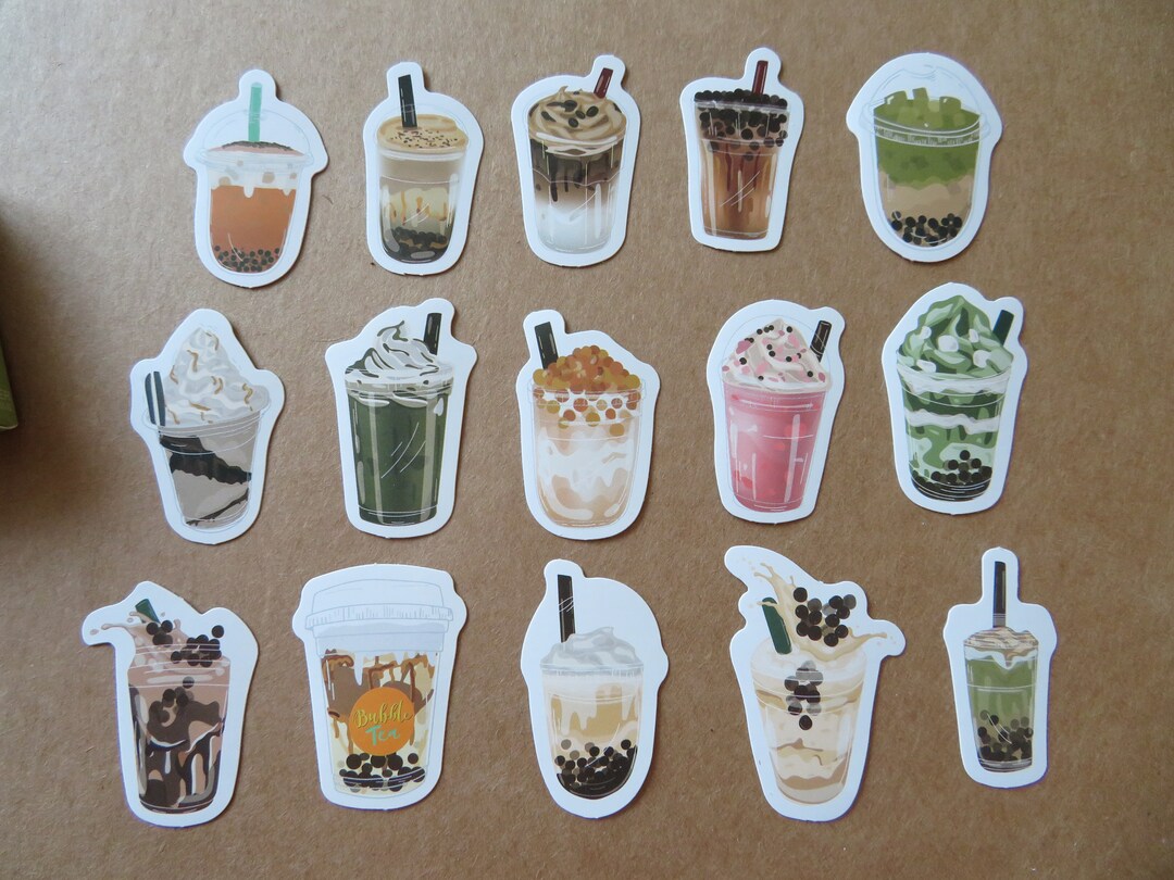 45 Bubble Tea Drink Stickers, Drink Theme Planner Journal Scrapbooking ...
