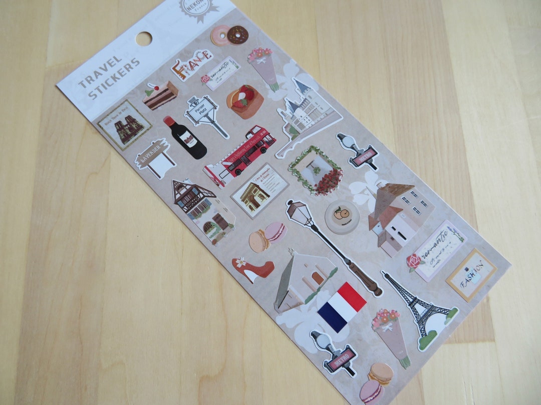 Paris France Stickers, Travel Doodle Stickers, Nekoni Paris Journal ...