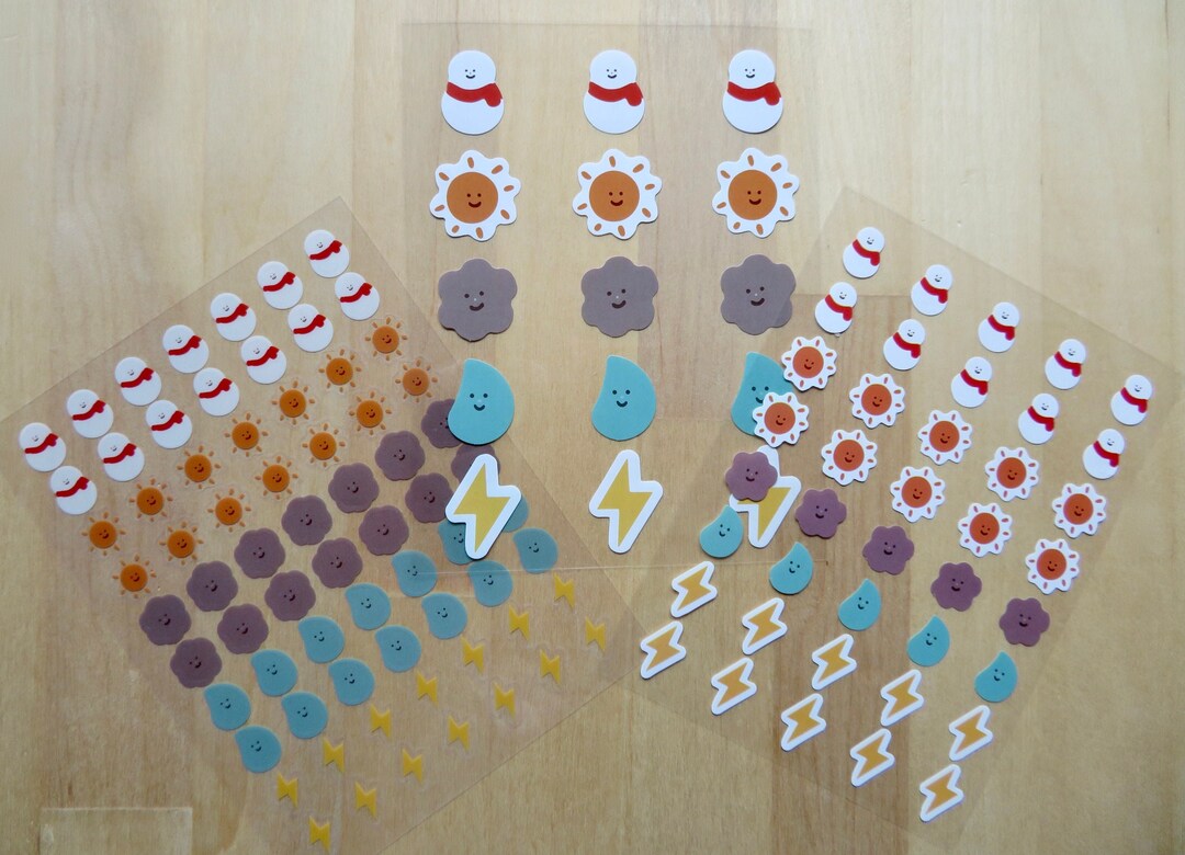 Weather Season Stickers, Sun Clouds Rain Snow Theme Stickers, Planner ...