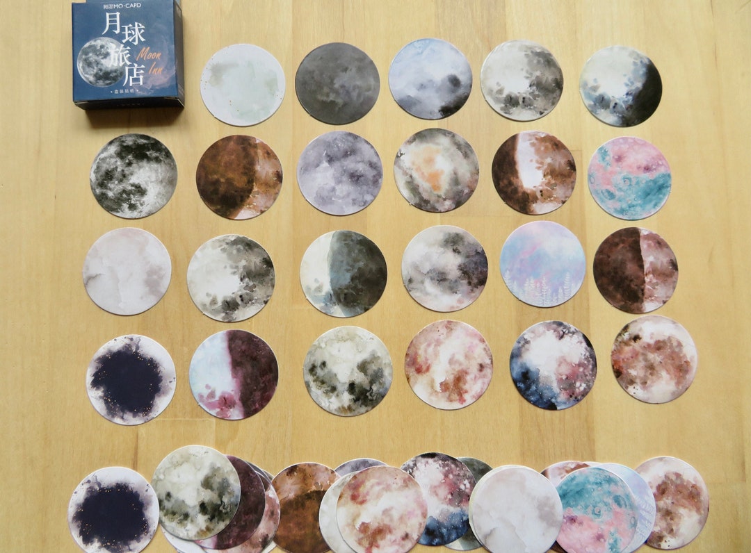 46 Lunar Moon Stickers, Moon Planet Celestial Planner Journal Diary ...