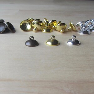 10 Mm Glue on Bail Bead Caps, Silver Gold Bronze Bead Caps for Resin ...