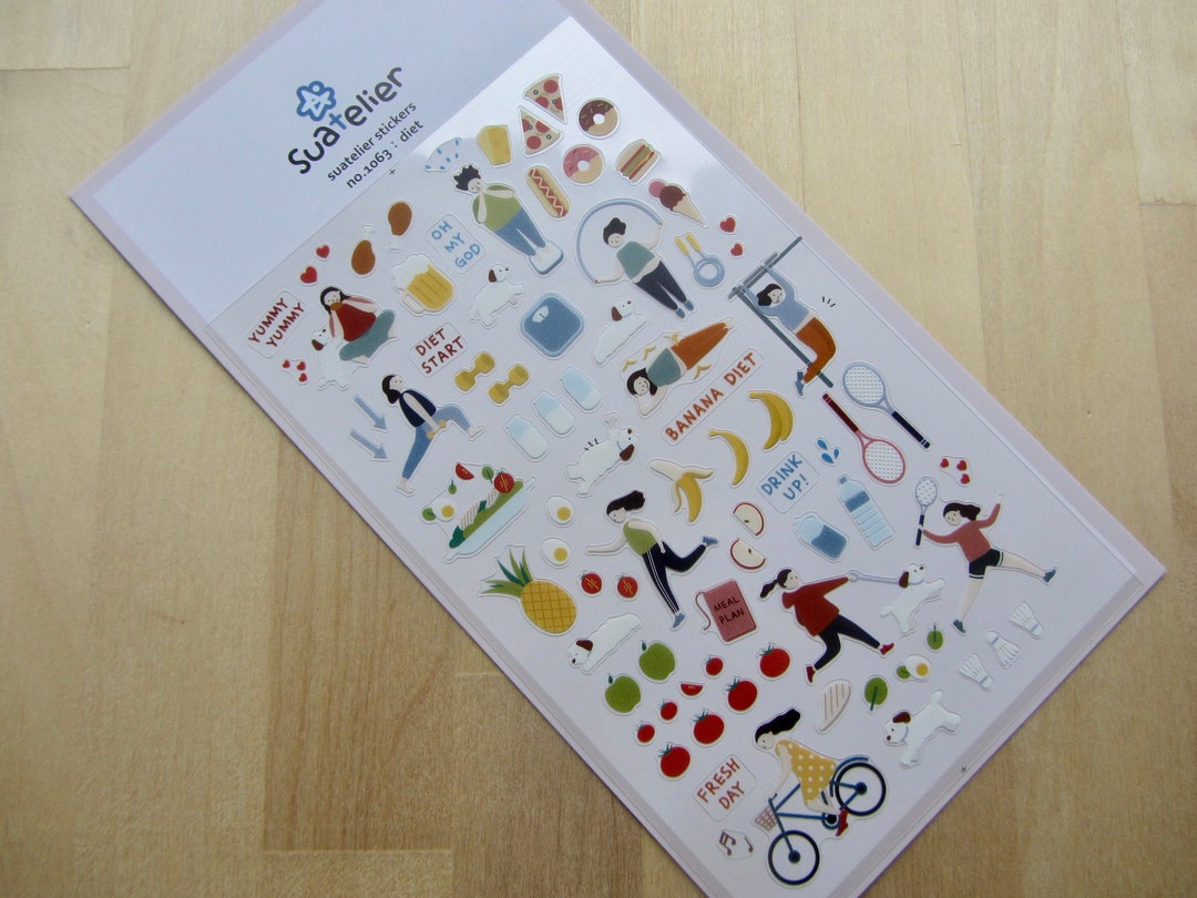 Diet Exercise Stickers, Cute People Stickers, Diet Activity Planner ...