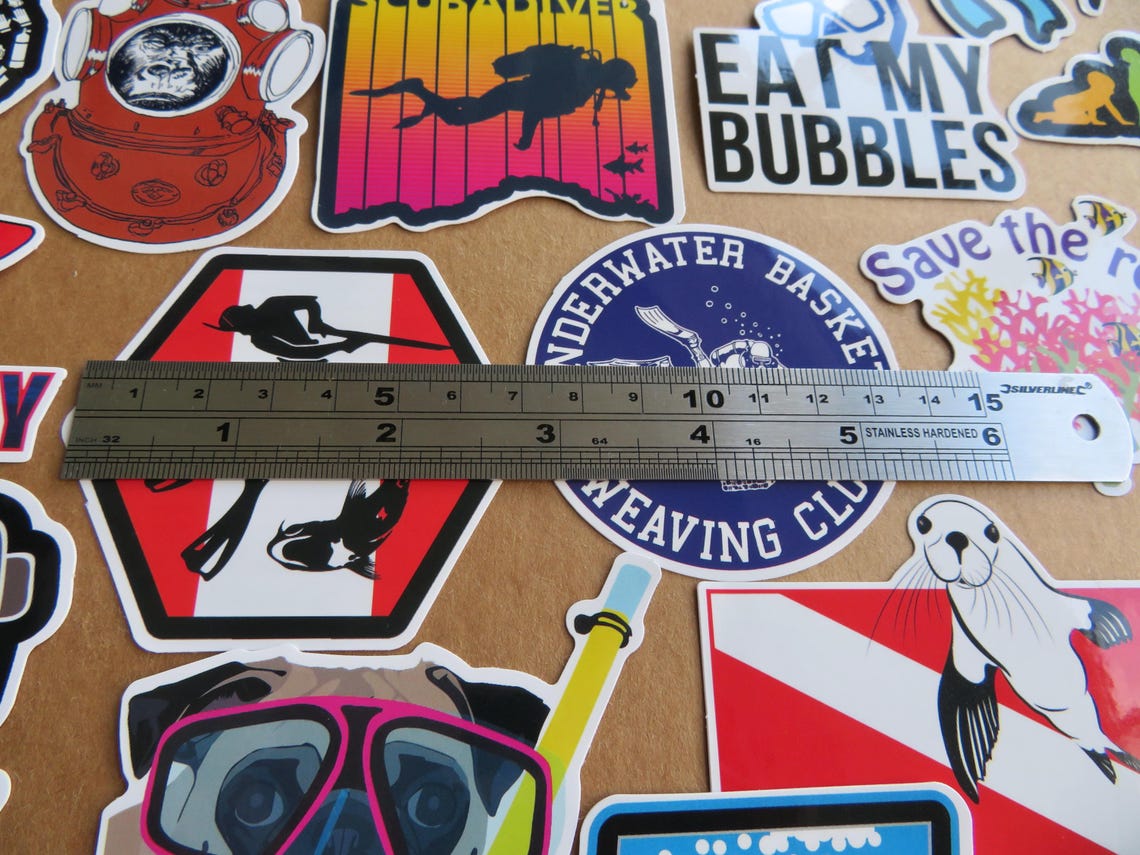 30 Illustrated Scuba Diving Stickers, Dive Planner Journal Scrapbooking ...