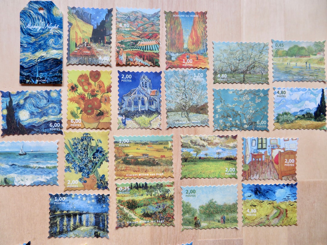 Stamp Stickers, 60 Van Gogh Impressionist Art, Van Gogh Theme Journal ...