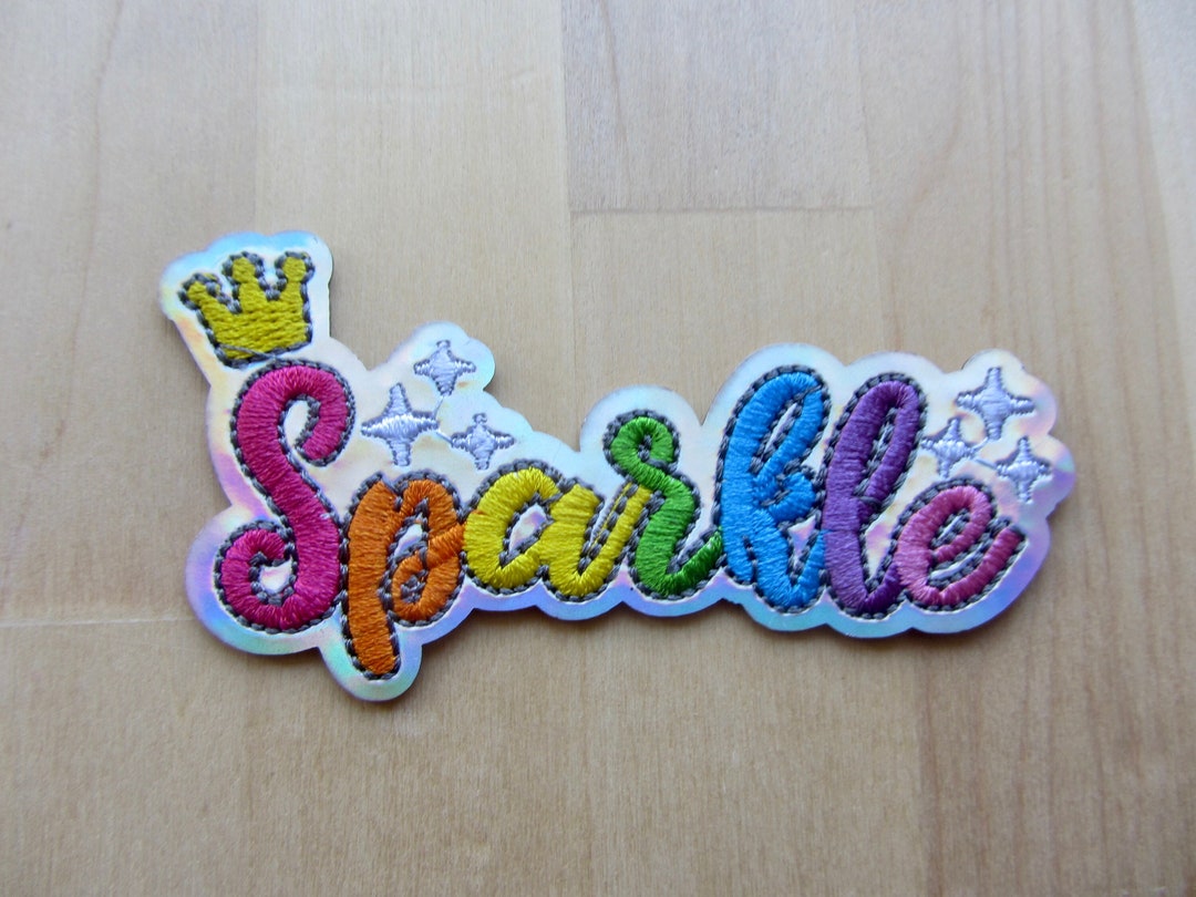 Rainbow Sparkle Word Iron on Patch, Inspirational Positive Word ...