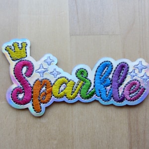 Rainbow Sparkle Word Iron on Patch, Inspirational Positive Word ...
