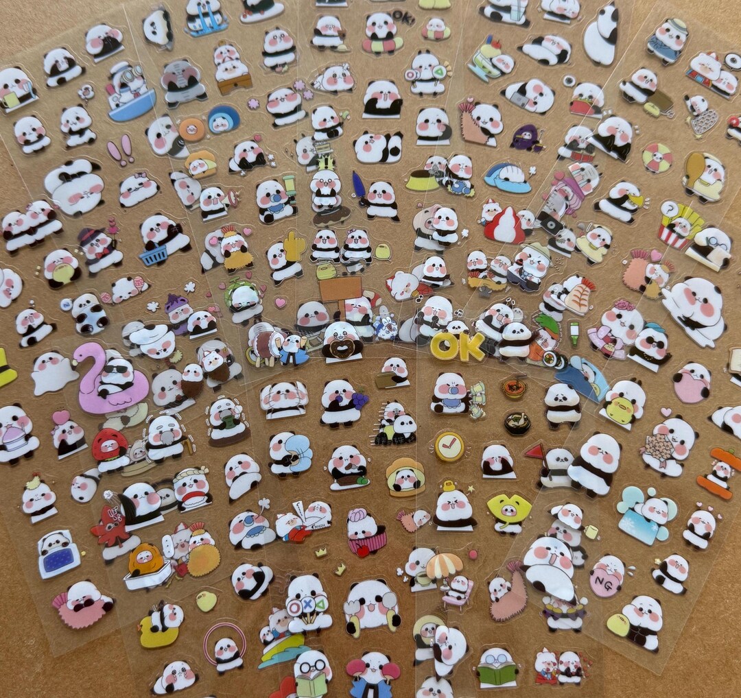 Mini Panda Bear Activity Stickers, Cute Humorous Cartoon Panda Animal ...