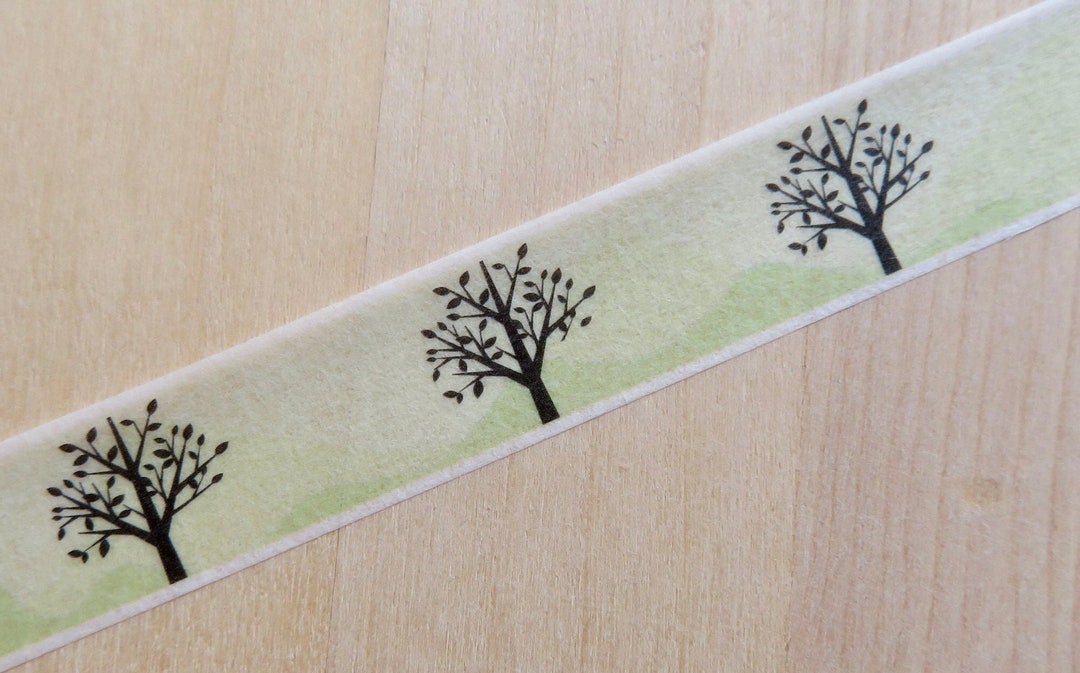 Tree Washi Tape, Decorative Woodland Paper Adhesive Journal Tape, Green ...
