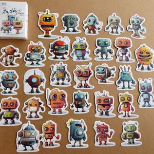 36 Robot Stickers, Cute Robot Sticker Set, Sci Fi Science Tech Robotics ...