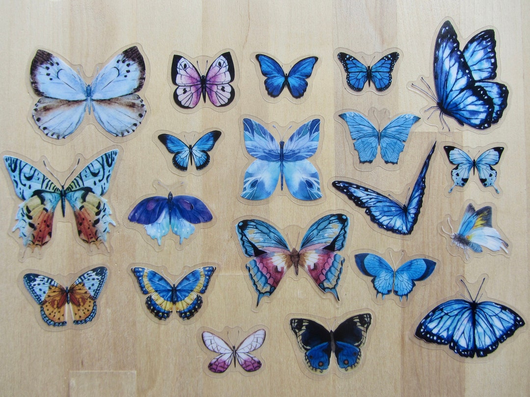 40 Realistic Blue Butterfly Stickers, Nature Garden Woodland Plant ...