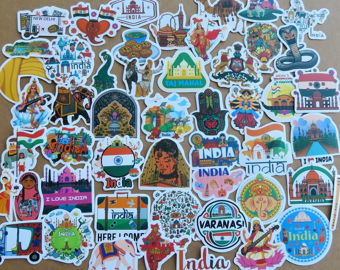 SET 50 India Theme Sticker Pack, Asia Scrapbooking Journal Planner ...