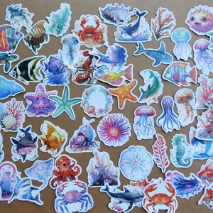 100 Watercolor Ocean Theme Stickers, Whale Turtle Octopus Coral Reef ...