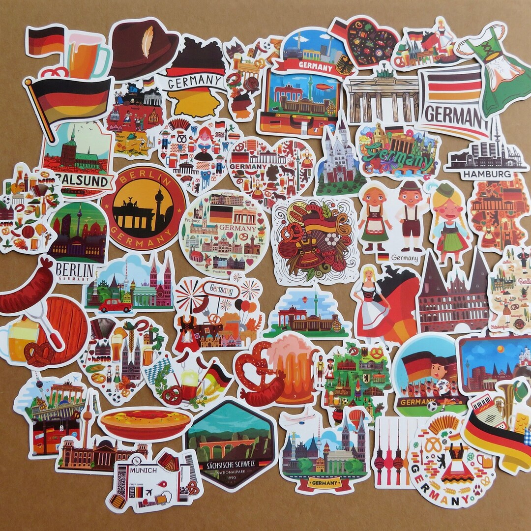 SET 50 Germany Theme Sticker Pack, German Culture Illustrated Stickers ...