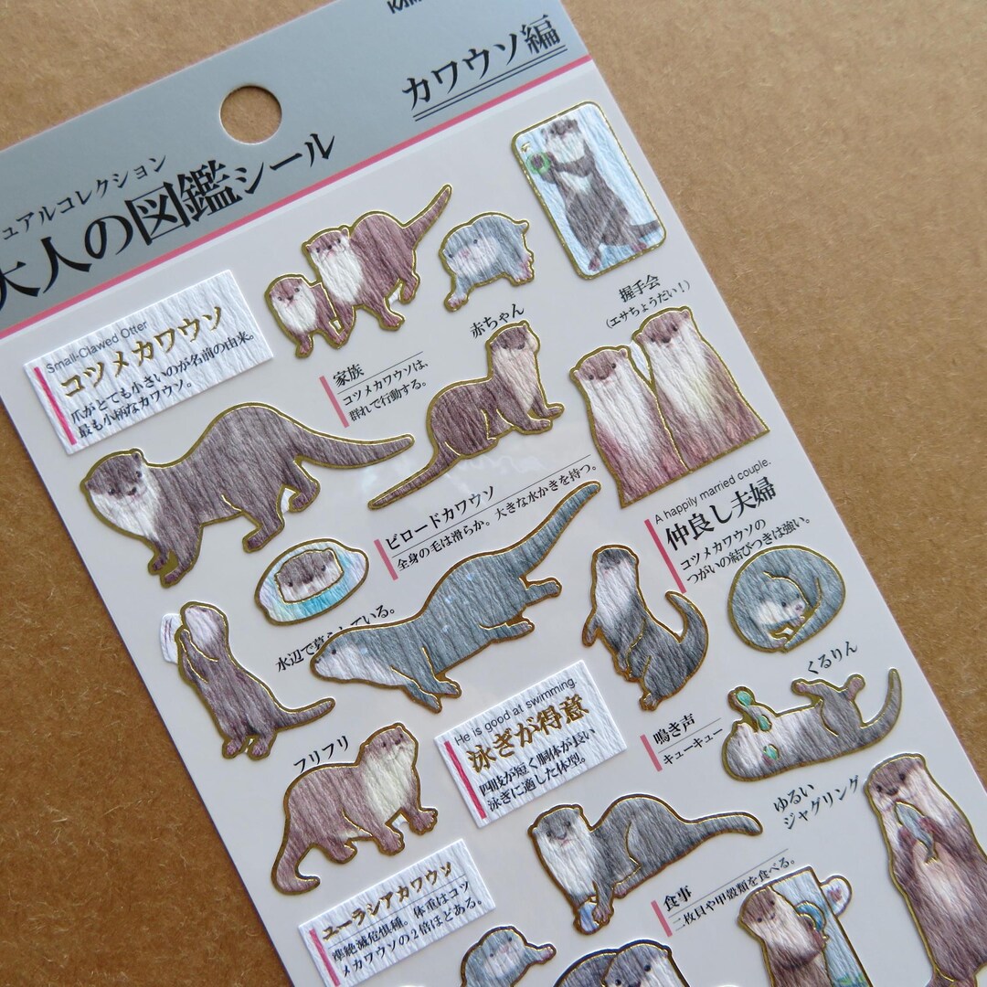 Kamio ADULT VISUAL DICTIONARY Stickers, Otter Stickers, Gold Foil ...