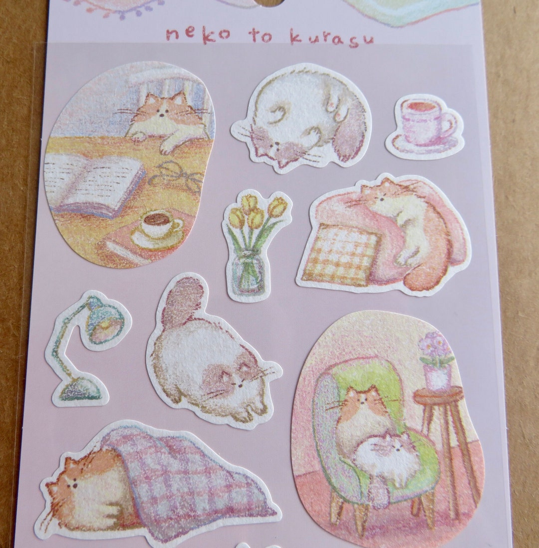 Mind Wave Neko to Kurasu Cat Stickers, Kawaii Kitty Kitten Stickers ...