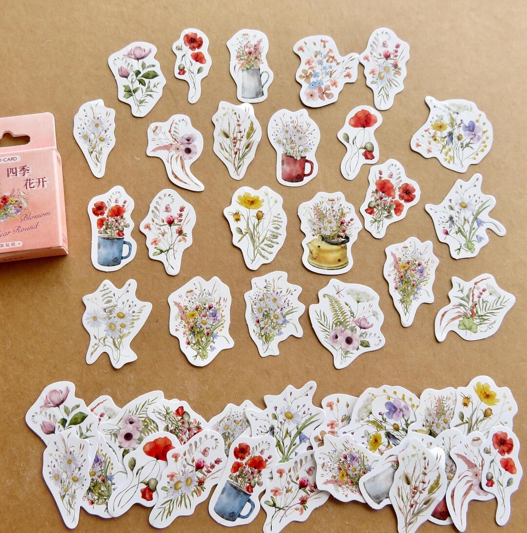 Wildflower Bouquet Stickers, Garden Flower Floral Woodland Stickers ...