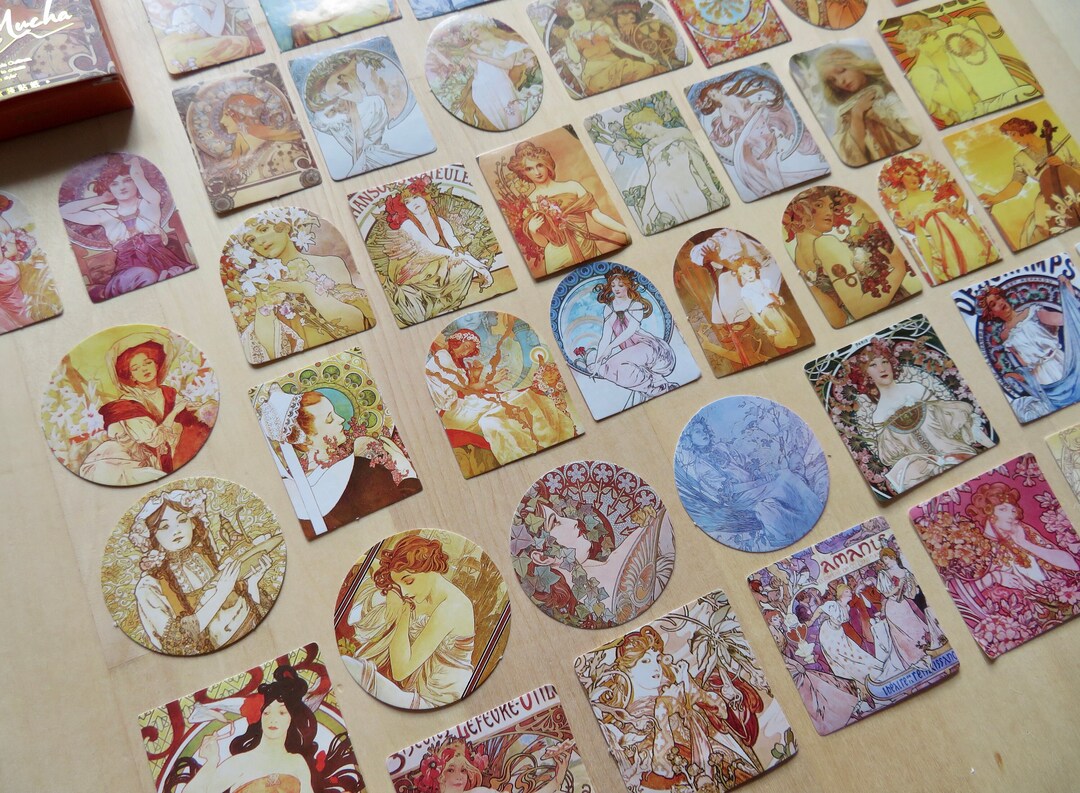 Alphonse Mucha Art Stickers, Classic Art Nouveau Journal Planner ...