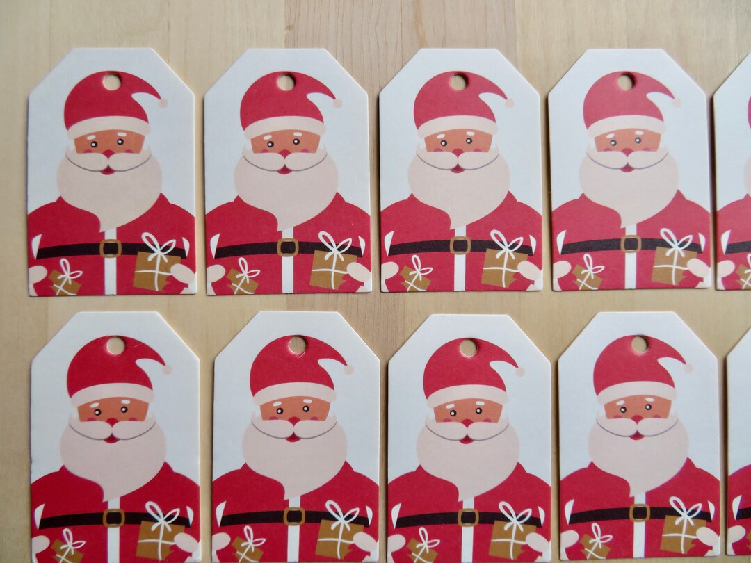 Christmas Illustrated Santa Gift Tags, Holiday Packaging Tags, Pack of ...