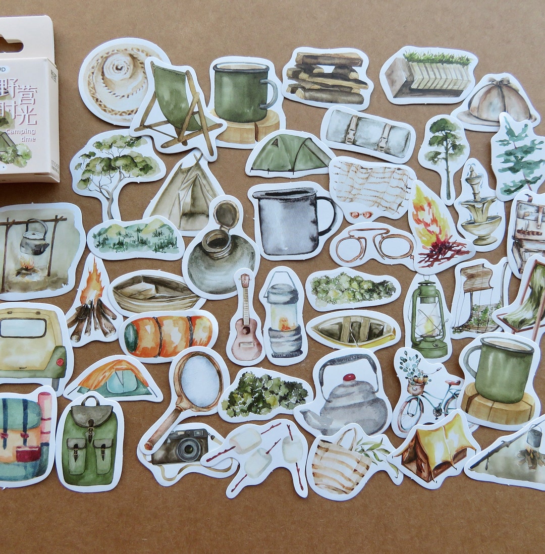 45 Camping Glamping Stickers, Campsite Travel Stickers, Travel Planner ...