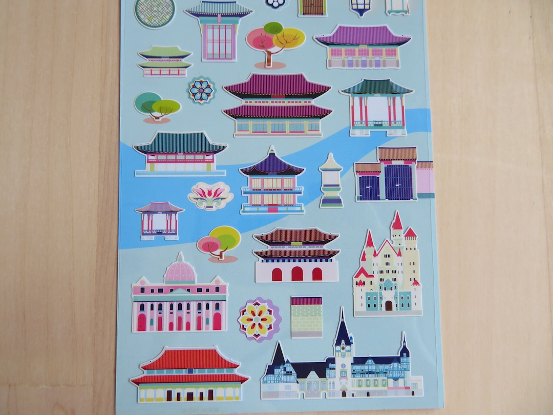 World Travel Landmark Stickers, City Buildings Travel Stickers, Asia ...