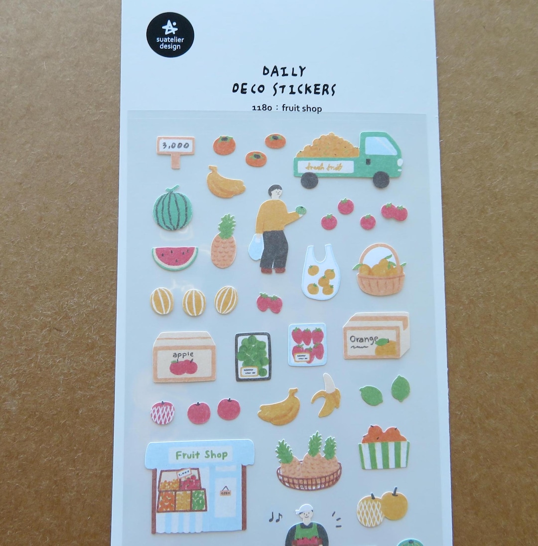 Grocery Shopping Food Stickers, Fruit Theme Planner Scrapbook Stickers ...