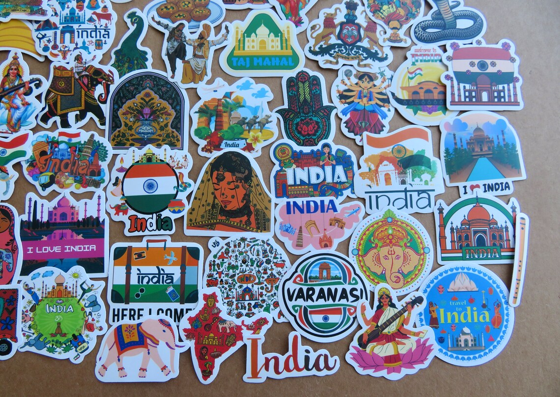 SET 50 India Theme Sticker Pack, Asia Scrapbooking Journal Planner ...