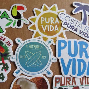 Costa Rica Pura Vida Theme Sticker Pack, Central America Travel ...