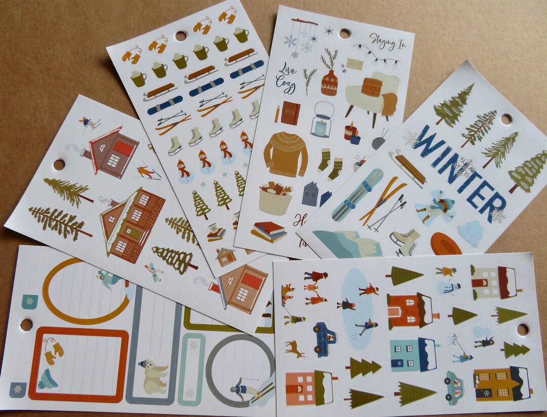 Winter Activity Sticker Set, Snowy Weather Stickers, Outdoor Scene ...