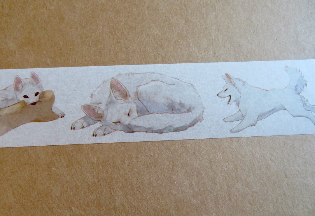 White Wolf Wide Washi Tape, Wolf Cub Scrapbook Planner Journal Tape ...