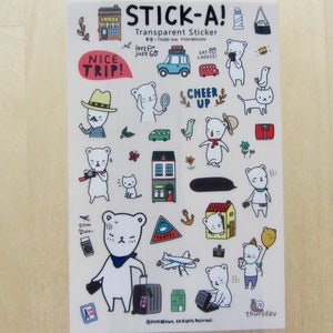Buha Bear Stick-a Korea Sticker Set, Illustrated Doodle Bear Stickers ...