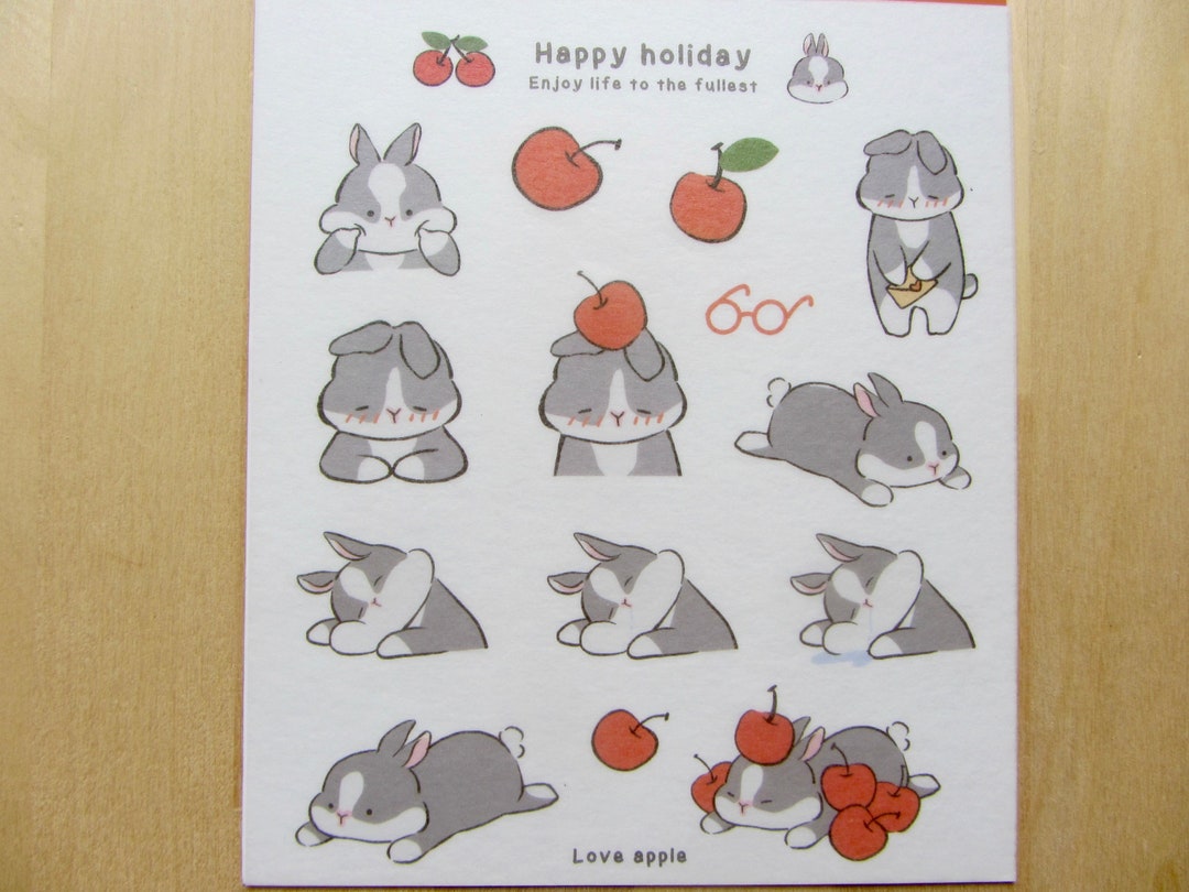 Bunny Rabbit Stickers, Illustrated Cute Bunny Journal Planner ...