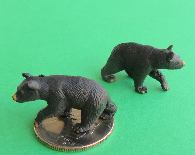 MINIATURE BLACK BEAR Animals Figure Figurine Fairy Garden Terrarium ...