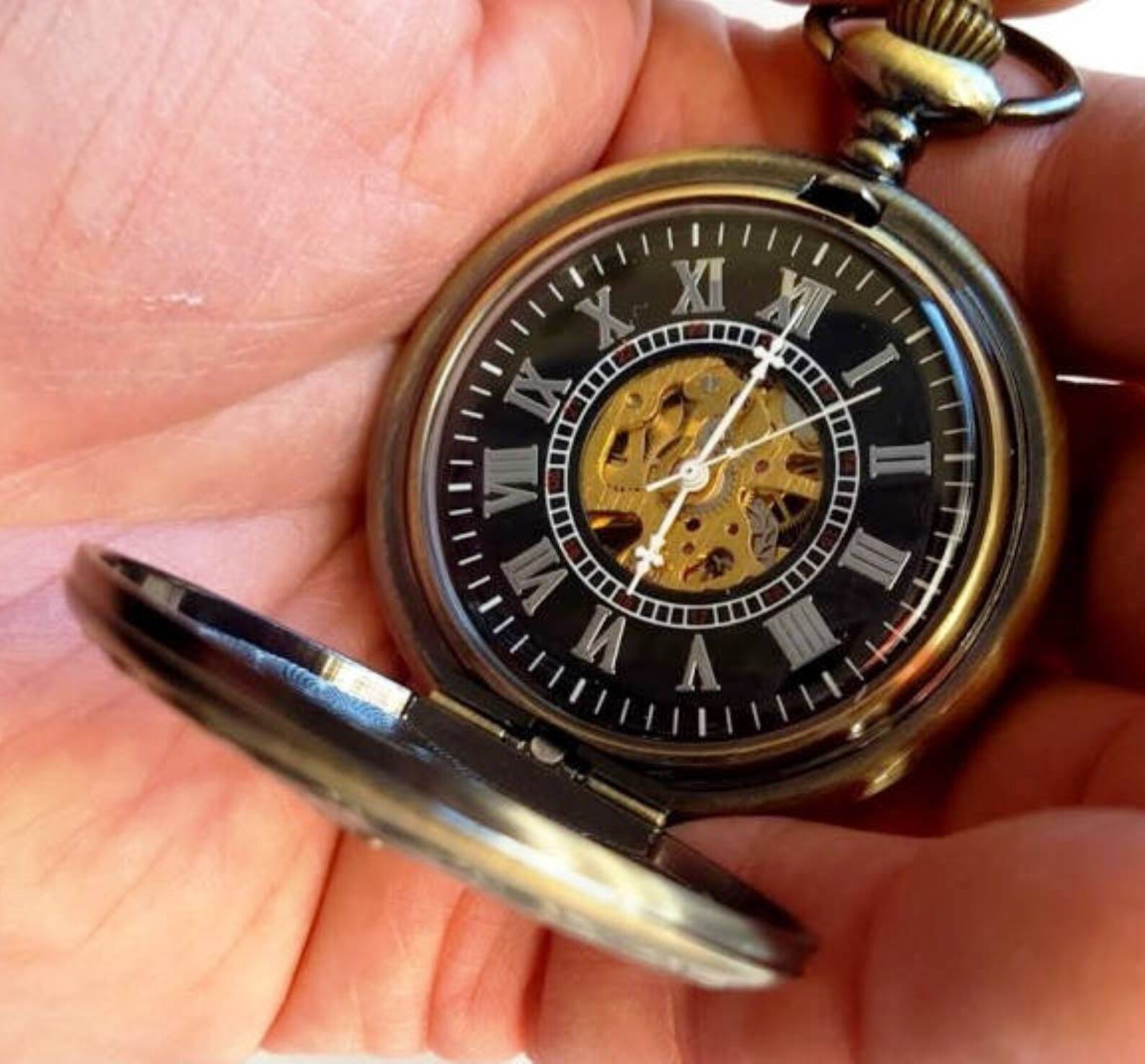 Gold Pocket Watch Groomsmen Gift Wedding Includes Matching Chain ...
