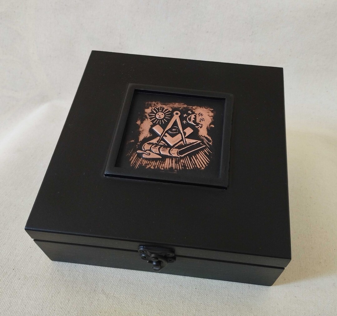Masonic Ring Case Freemason Gift Wooden Box Masonic Fraternal Symbols ...