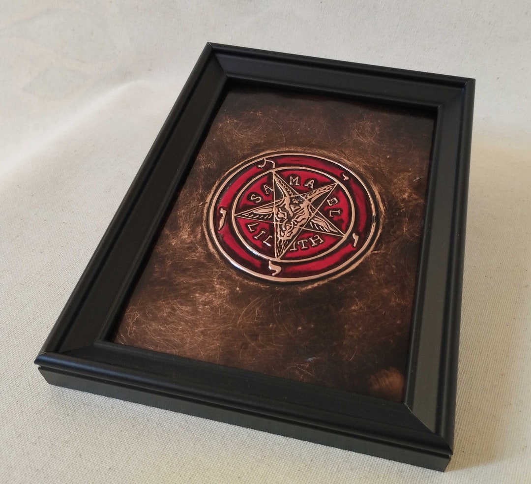 Satanic Pentagram Frame Occult Art Satanic Pentagram Baphomet Samael ...