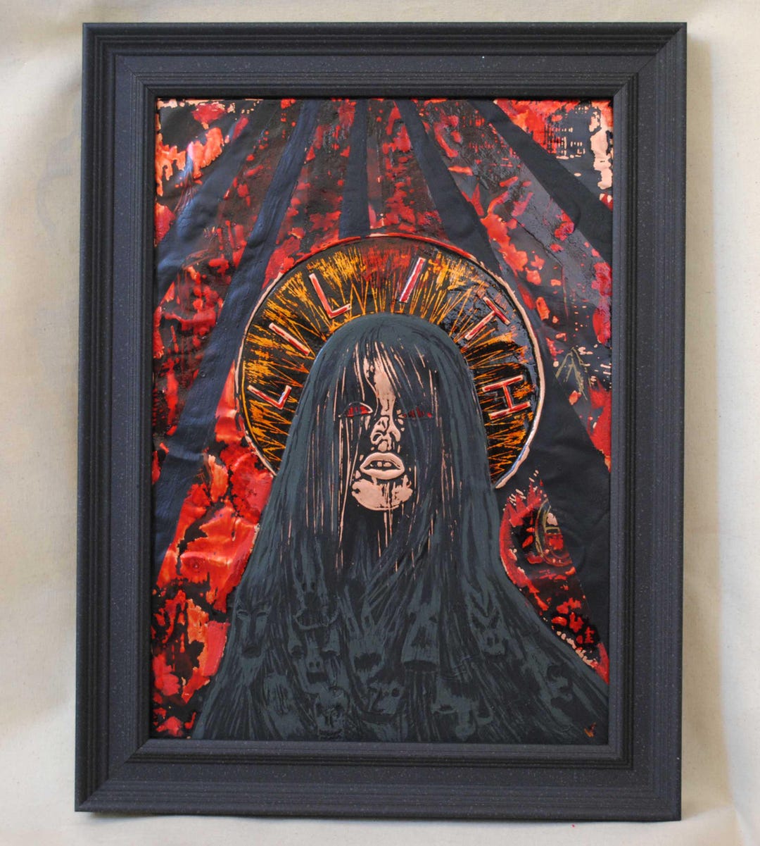 Lilith Demonic Goddess Art, Enchanting Lilith Art Handmade Copper Etching Artwork Occult Home ...