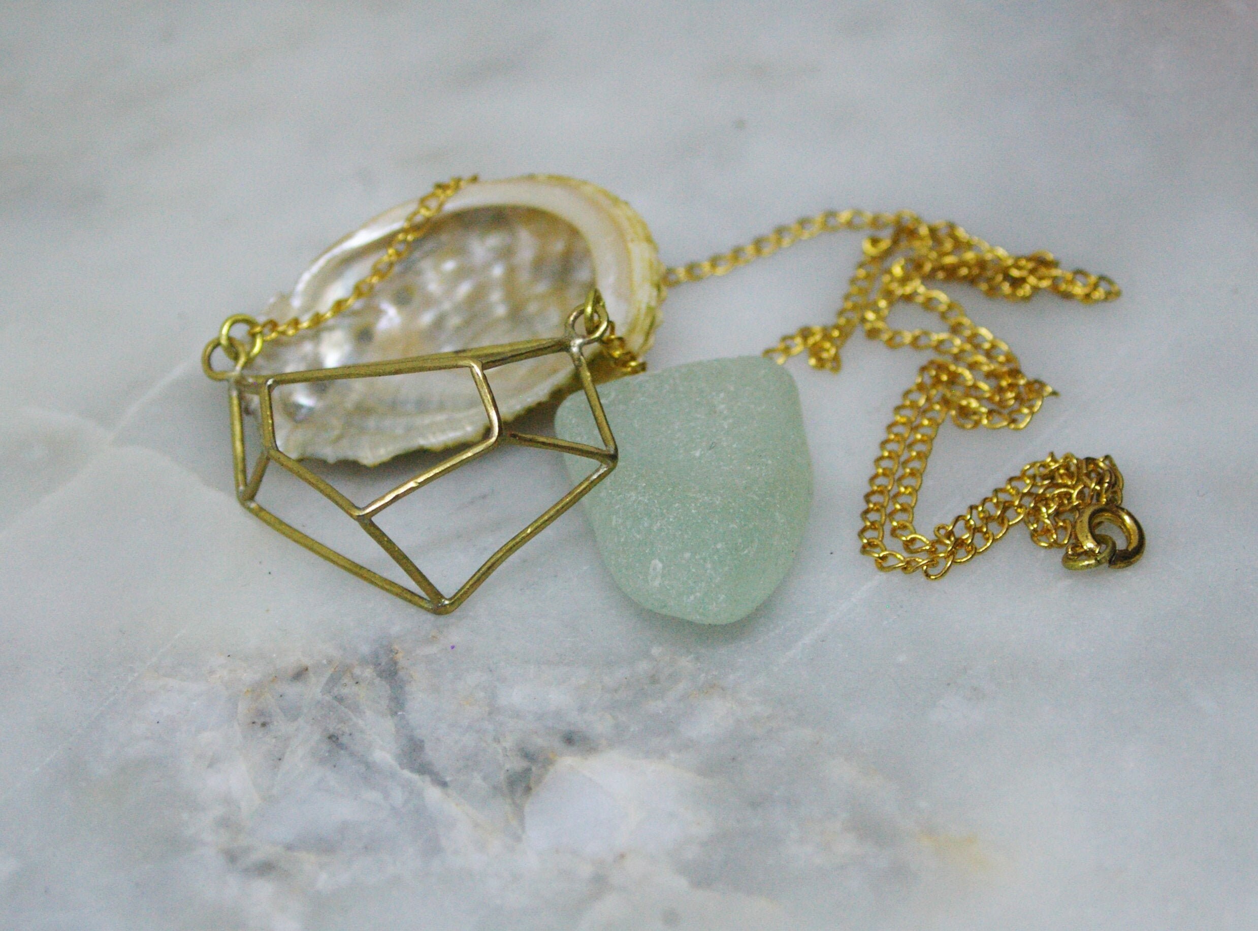 Geometric 3D Irregular Polygon Brass Wire Necklace - Etsy
