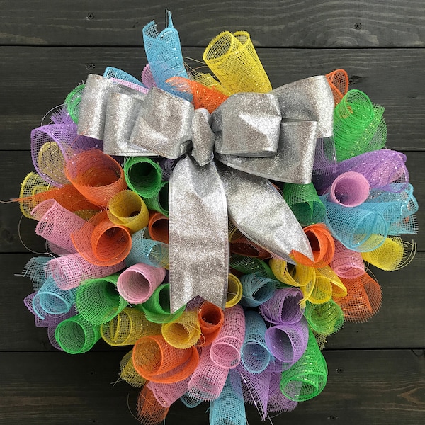 Spring Deco Mesh Wreath - Etsy