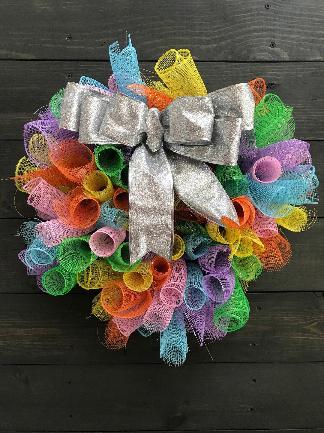 Bright Spring Deco Mesh Wreath, Colorful Door Decor, Springtime Wreath ...