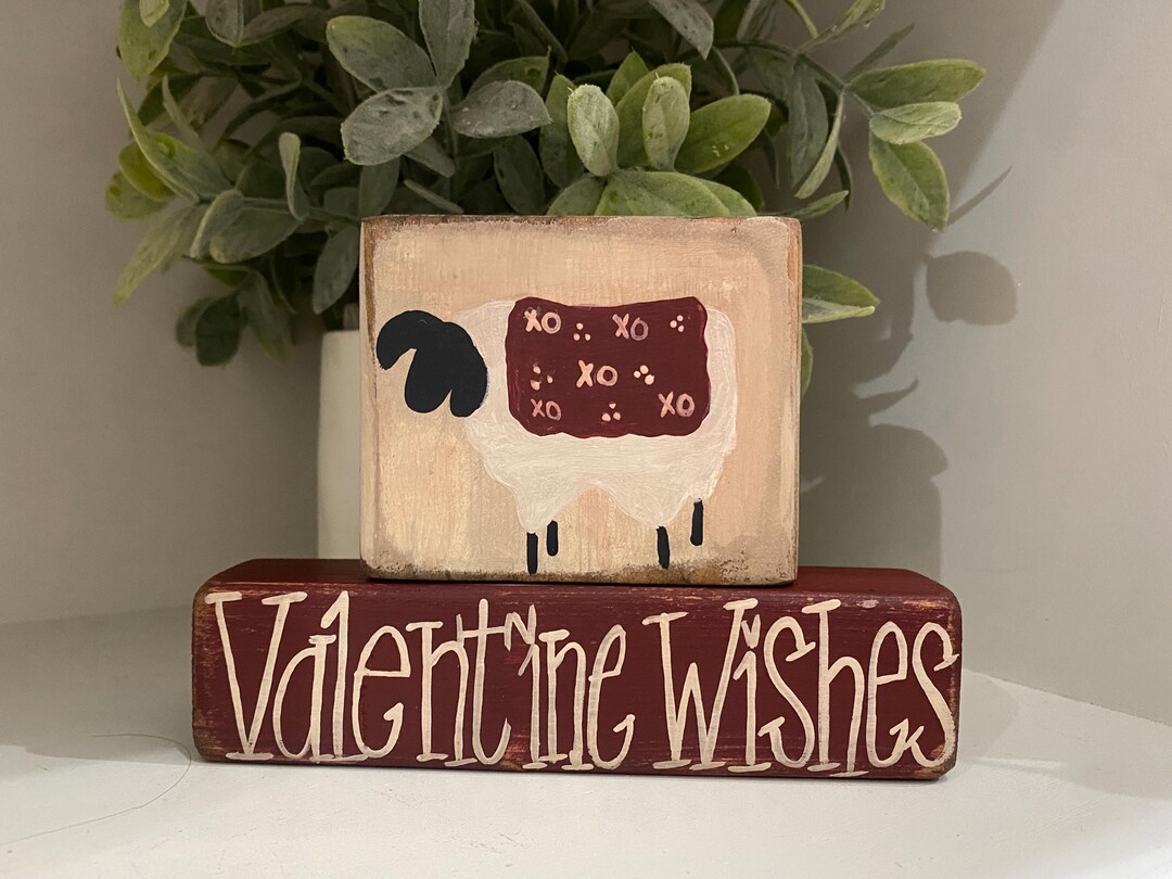 Hand Painted Lettered Distressed Valentine Sheep Valentine Wishes 2 ...