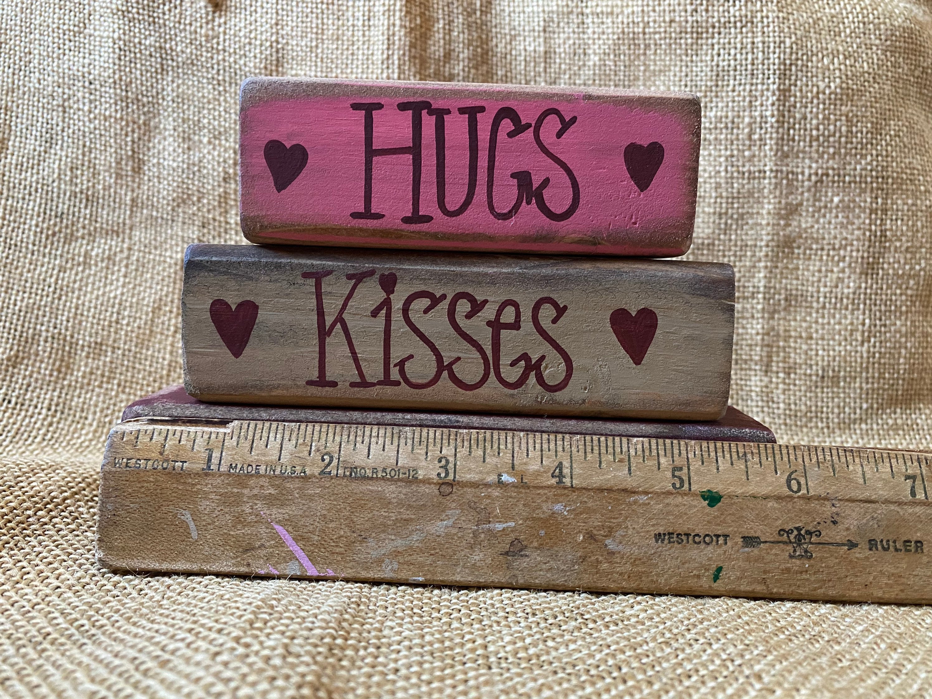 Hand Painted Distressed Hugs Kisses Valentine Wishes Tiered - Etsy