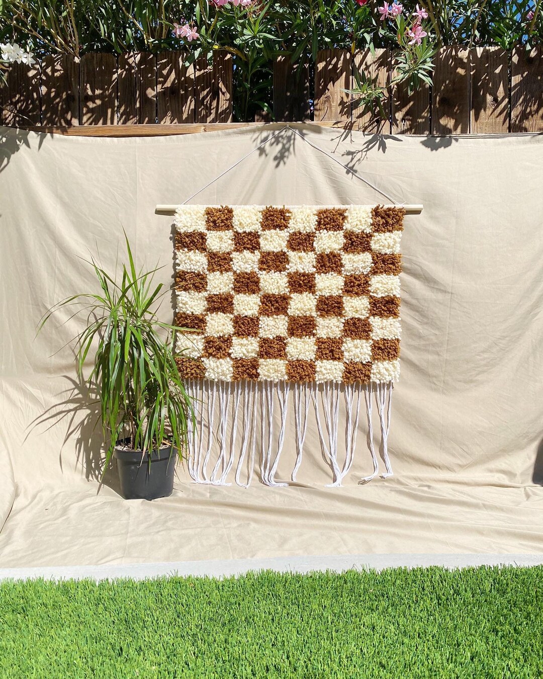 Large Checkered Shag Wall Hanging - Etsy