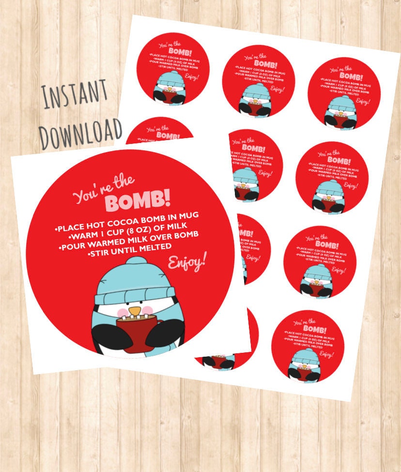 Youre the Bomb Winter Penguin Hot Cocoa Bomb Instruction Tags - Etsy México