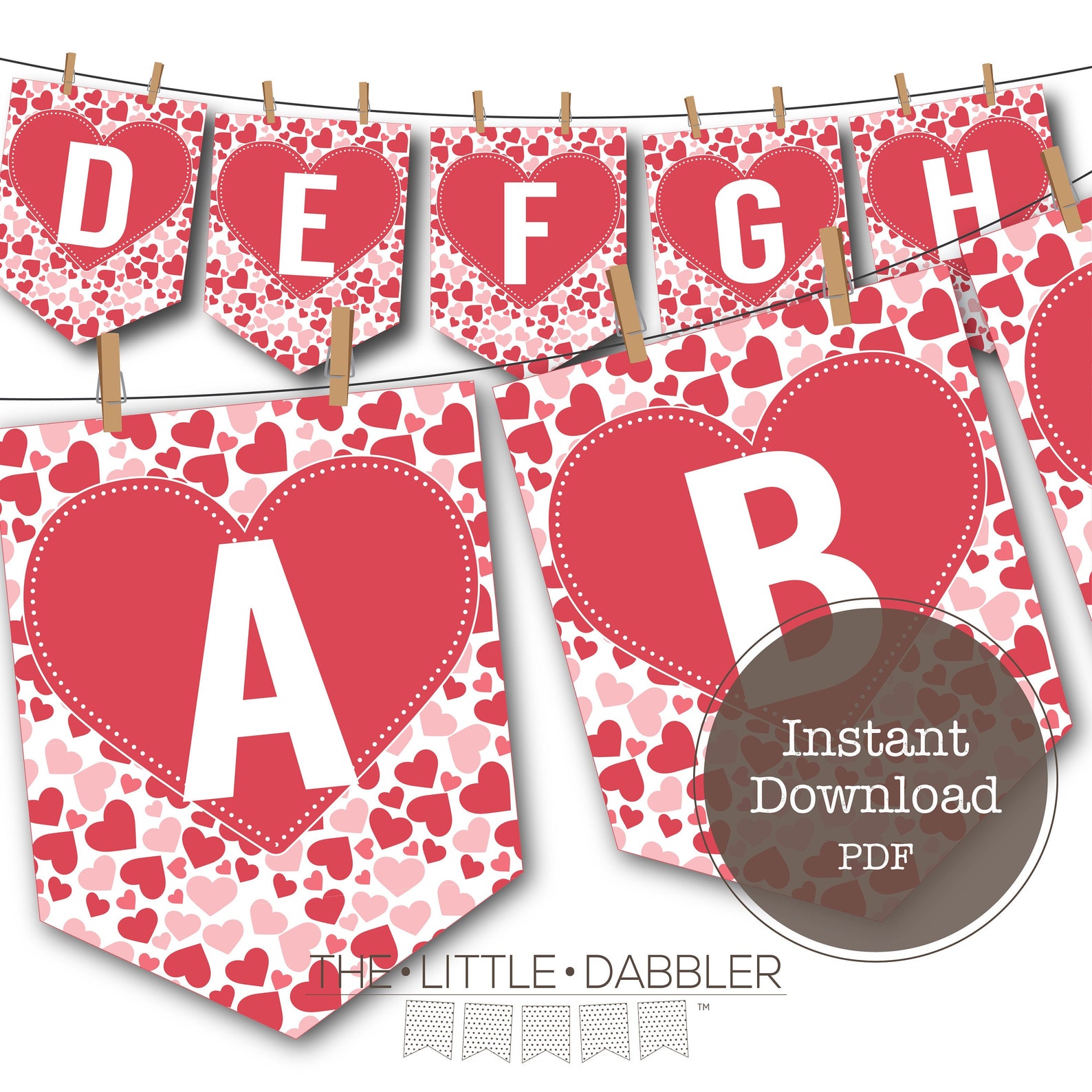 Printable Valentine Pink Heart Banner Sweetheart Birthday - Etsy Canada