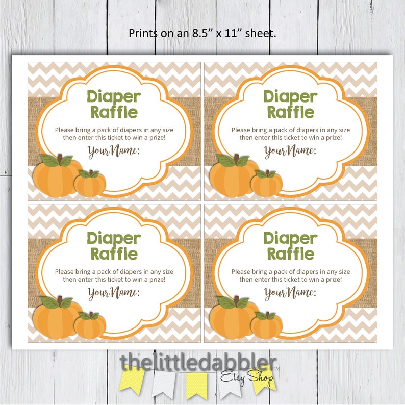 Printable Fall Pumpkin Diaper Raffle Ticket Baby Shower | Etsy