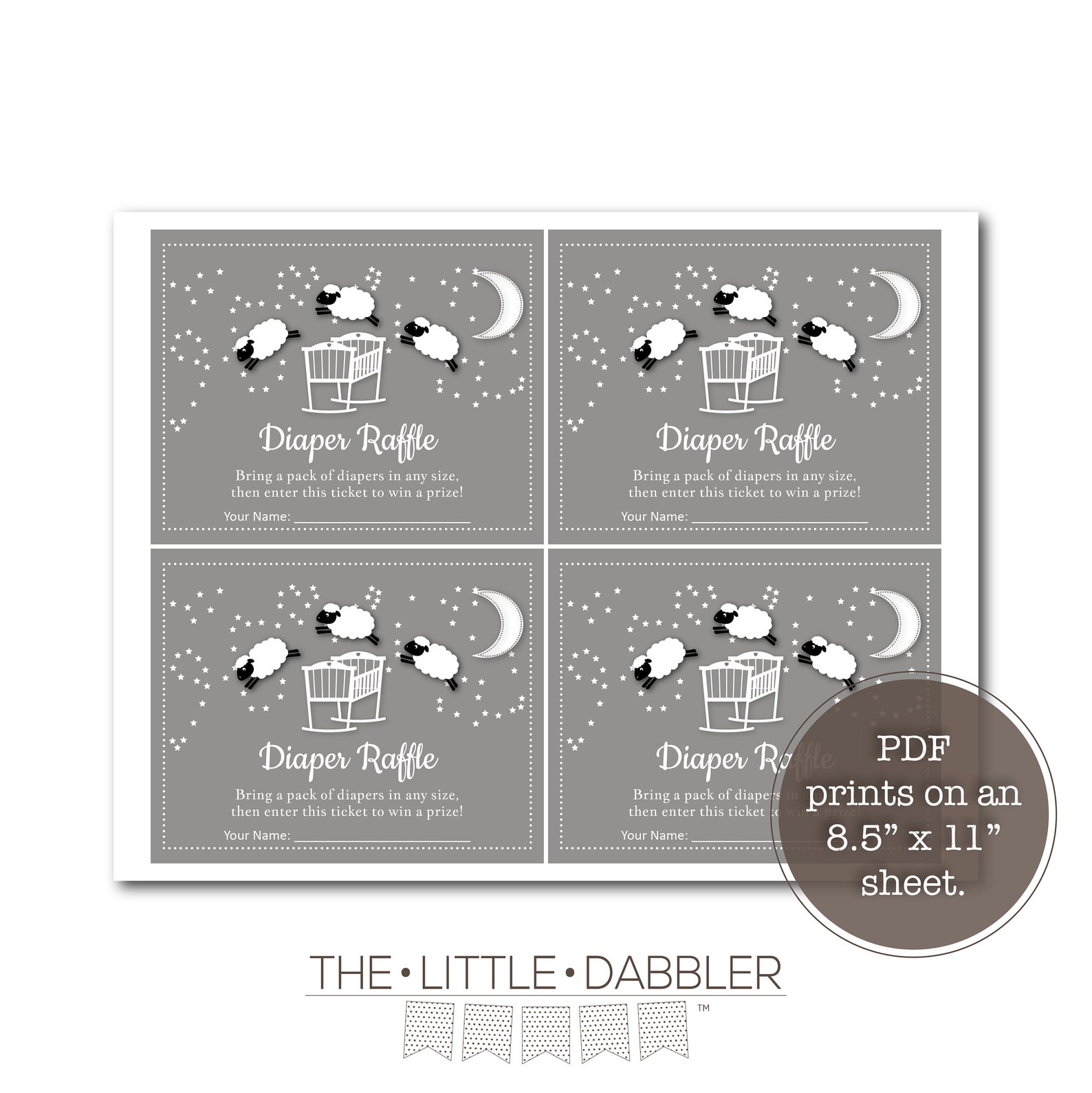 Printable Sheep Baby Shower Diaper Raffle Ticket Little | Etsy