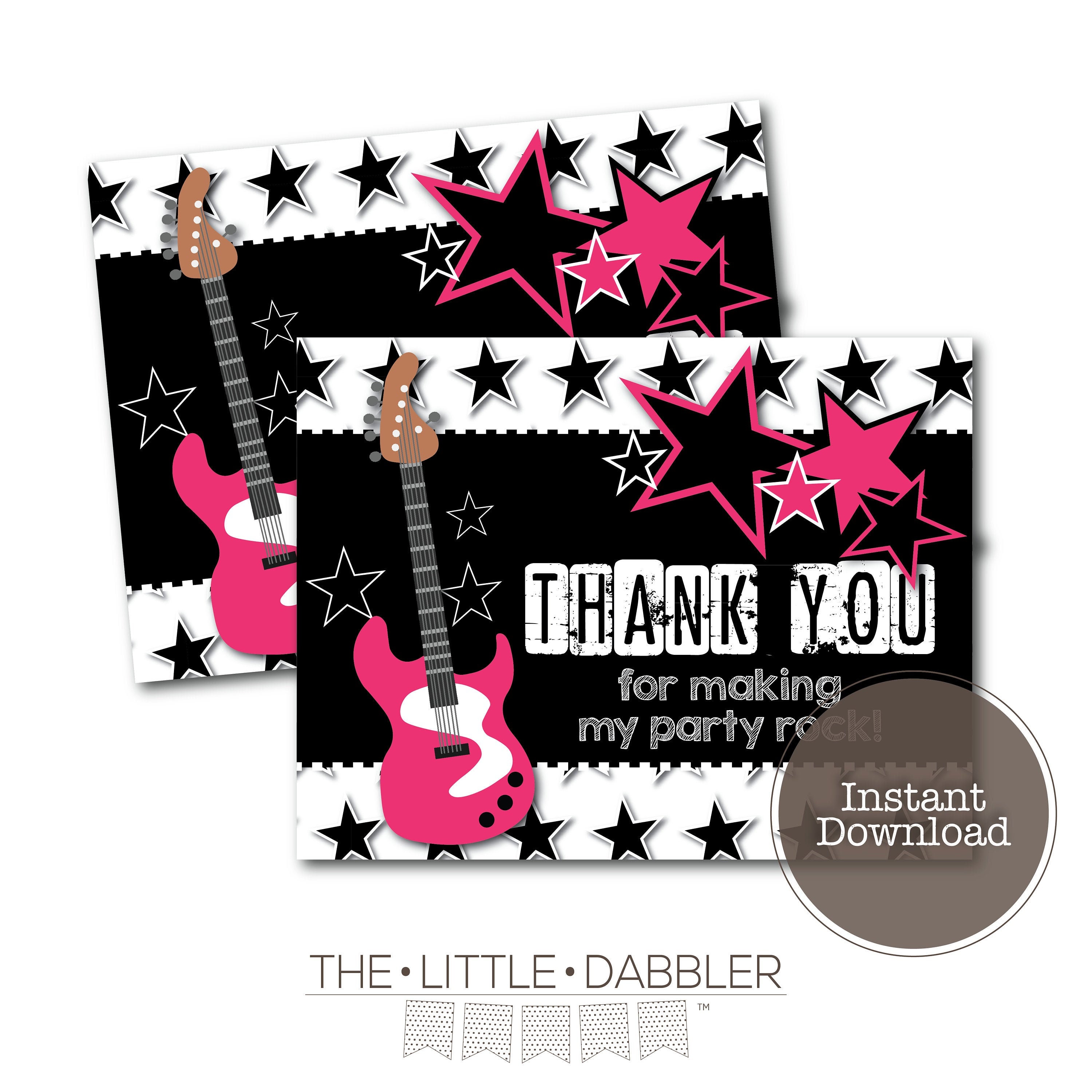 Printable Thank You for Making My Party Rock Star Thank You - Etsy UK